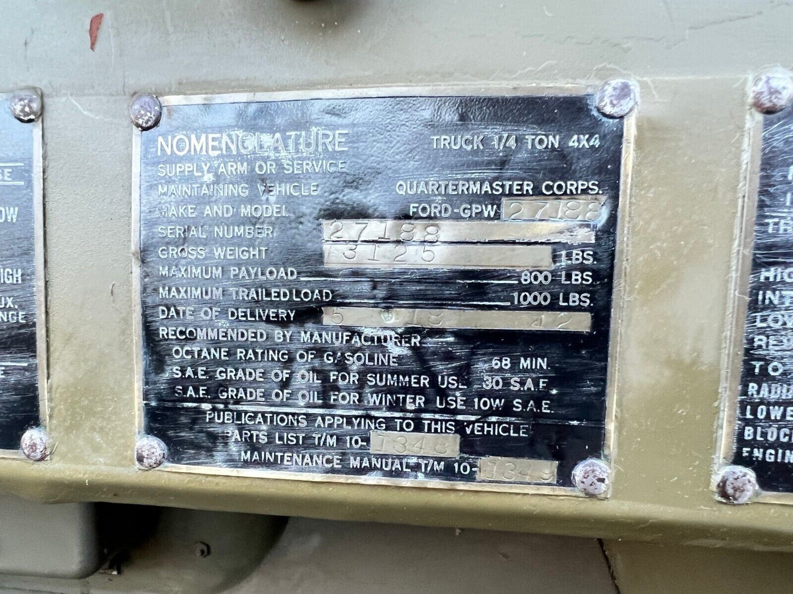 1942 Ford GPW Script w/ resin 50 cal- WWII WW2 Jeep Willys MB US Army ...